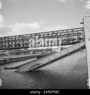 Emergency bridges built over destroyed bridges across the Meuse in ...