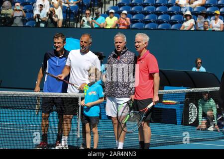 John McEnroe, left, and Mats Wilander attend Tennis on the Avenue, on ...
