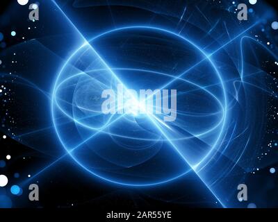 Blue lightning with dark background, 3d rendering. Computer digital ...