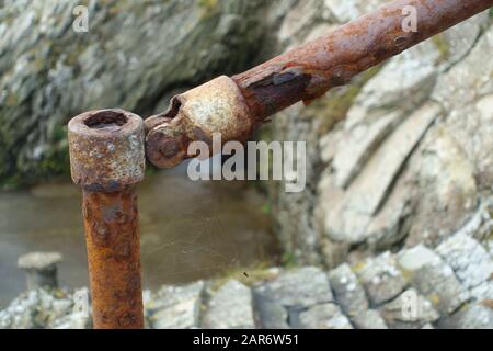 Rusting broken metal handrail, UK Stock Photo - Alamy