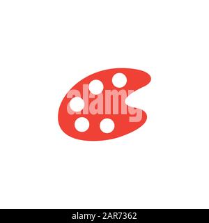 Painting Color Palette Red Icon On White Background. Red Flat Style ...
