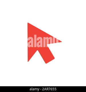 Hand, cursor red web icon with golden border isolated on white ...
