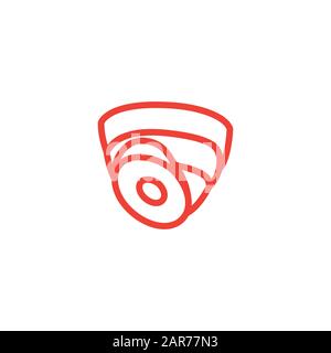 Security Camera Dome Red Icon On White Background. Red Flat Style ...