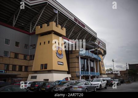 West Ham United football club stadium main entrance Upton Park Newham ...