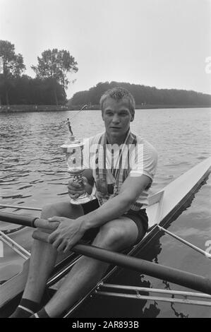 Rowing, Kon. Dutch Cup; winner Thomas Lange with cup Stock Photo - Alamy