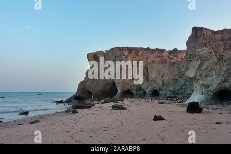 Red beach on the Iranian island of Hormuz, Hormozgan Province, Southern ...