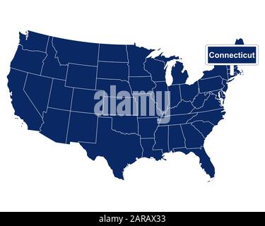 The state of Connecticut with road sign Stock Photo - Alamy