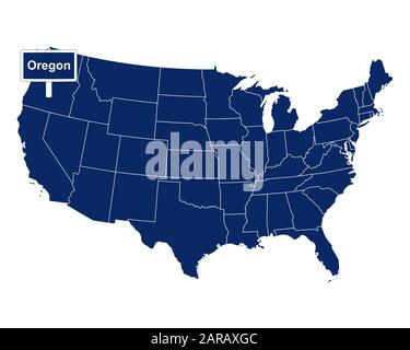 The state of Oregon with road sign Stock Photo - Alamy