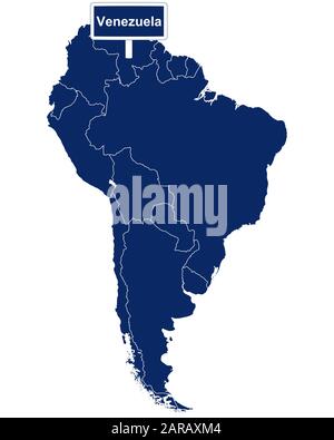 Venezuela with map of South America and road sign Stock Photo - Alamy
