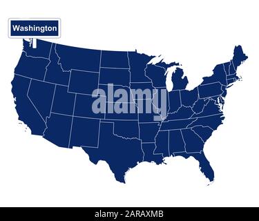 The state of Washington with road sign Stock Photo - Alamy