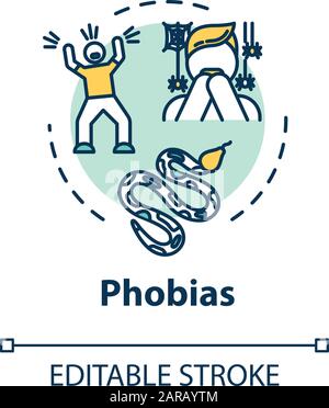 Human herpetophobia phobia icon, mental health. Fear of reptiles ...