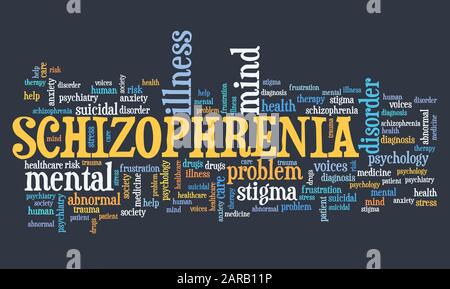 Schizophrenia concepts word cloud. Mental health keywords illustration ...