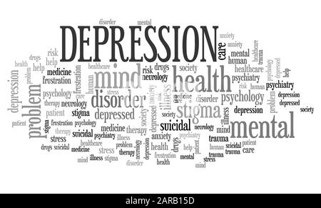 Depression concepts word cloud. Mental health keywords illustration ...