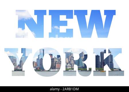 New York City graphic text design using Manhattan night cityscape of ...