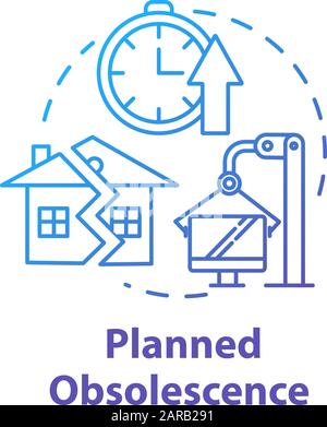 Planned obsolescence concept icon. Products with limited period of use ...