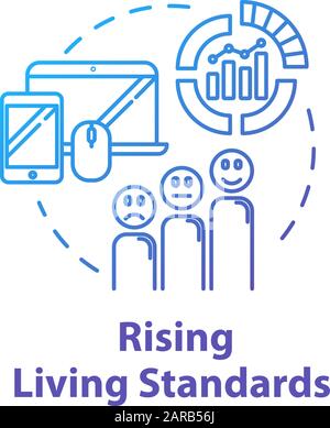 Standard of living vector thin line stroke icon. Standard of living ...