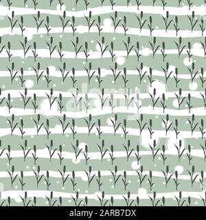 Seamless Pattern with dark silhouette of reed on white background ...