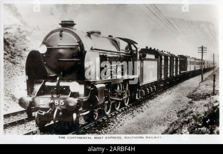 Steam Locomotive Lord Nelson" class 4-6-0 at Folkestone Harbour with a ...