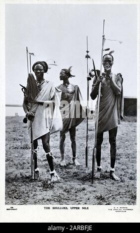 Three Shilluk Warriors of the Upper Nile, Sudan, Africa Stock Photo - Alamy