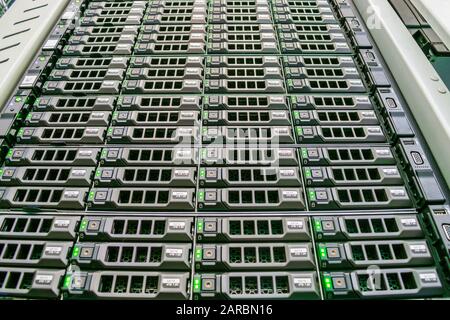 Powerful computer equipment of a modern data center is in the server ...