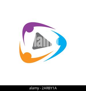 abstract kids playing logo icon flat concept vector graphic design ...