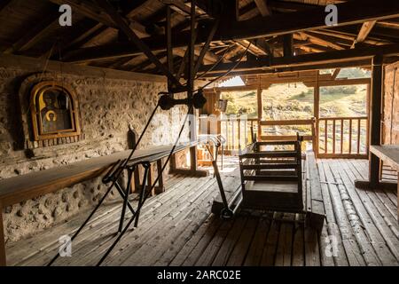 Kalabaka, Greece. Inside the Great Meteoron (Megalo Meteoro), a ...