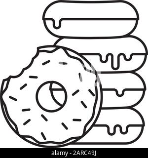 Stack of donuts with icing and sprinkles vector glyph icon. Sweet food ...