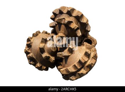 Worn out 3-cone drilling bit isolated in white background Stock Photo ...