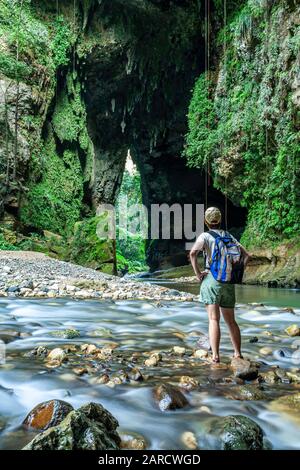 Tanama River and limestone cave, near Utuado, Puerto Rico Stock Photo ...