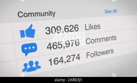popular social media statistics info 3d illustration Stock Photo - Alamy