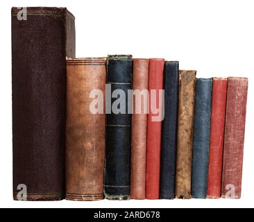 A row of old used books on a table Stock Photo - Alamy
