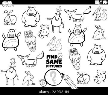 A coloring book page with different animals on the train Stock Vector ...