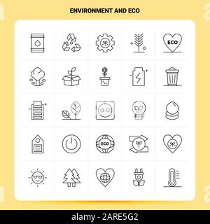 Clean environment linear icons set. Sustainability, Recycling ...