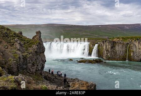 High angle shot of the Godafoss Fossholl Lagoon in Iceland Stock Photo ...