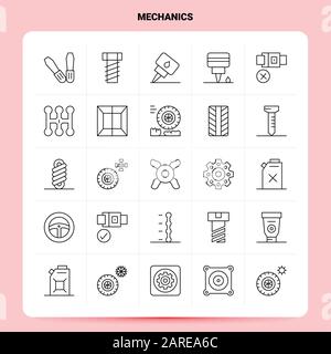 Mechanics outline icons collection. Mechanics, Repair, Motor ...
