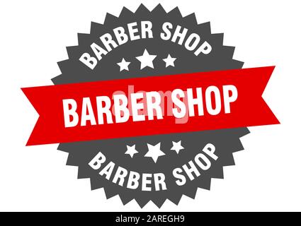 barber shop sign. barber shop circular band label. round barber shop ...