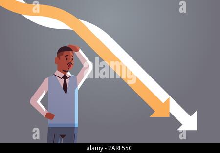 Businessman Shocked when Business Graph Falling Down, Business Crisis ...