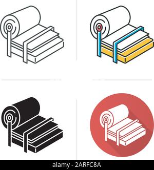 Pulp and paper industry linear icon. Canvas production. Blank sheet on ...
