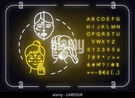Facebuilding, face massage neon light concept icon. Cosmetology, anti ...