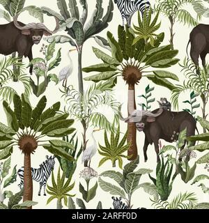 Jungle bird seamless pattern in doodle style with simple toucan shapes ...