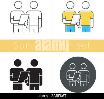 Oral survey linear icon. Two people Interviewing. Question and answer ...