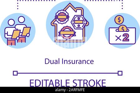 Dual insurance concept icon. Legal solution. Real estate. Doble ...