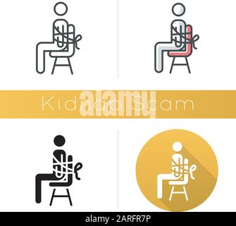 Kidnap scam glyph icon. Virtual kidnapping. Ransom money request ...