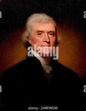 Thomas Jefferson. Portrait by Rembrandt Peale of 3rd US President ...