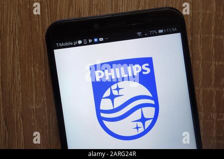 The company logo on Dutch electronics multinational Koninklijke Philips ...