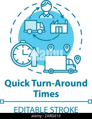 Quick turn around times concept icon. Delivery service. Freight ...