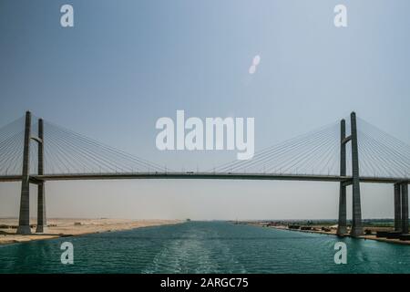 The Suez Canal or Al Salam Bridge at Dawn near Ismalia, Egypt Stock ...