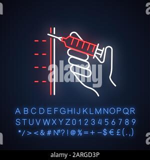 Intramuscular injection neon light icon. Gluteal, buttock injecting ...