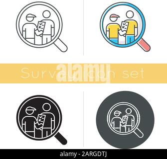 Survey interviewer linear icon. Face-to-face interview. Human-assisted ...