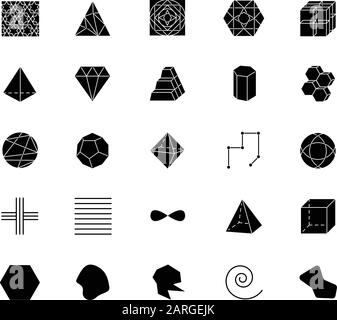 Black silhouette geometric figures icons set. Collection template ...